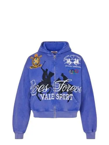 VALE FOREVER Schwab Zip Up Hoodie - Blue