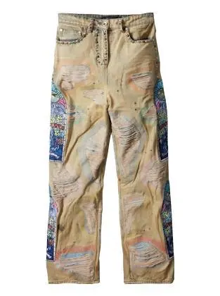 WHO DECIDES WAR BY EV BRAVADO Embroidered Distressed Denim - Multicolor