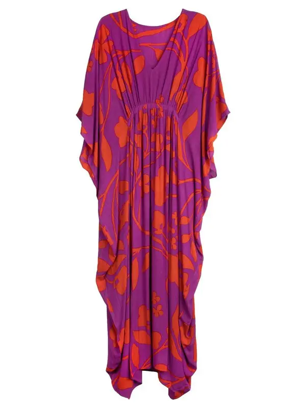 Saachi Bold Floral Kaftan Maxi Dress - Pink