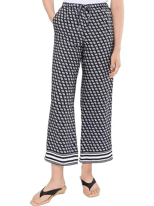 Madewell Printed Pull-on Wide Leg Satin Twill Pants - Navy