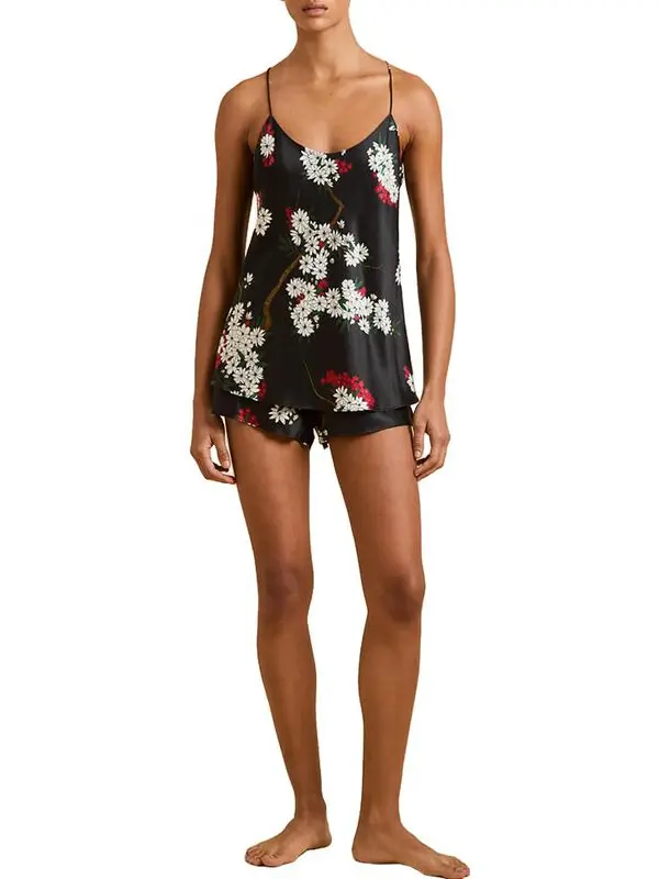 Olivia Von Halle Bella René Blossom Camisole Set - Black