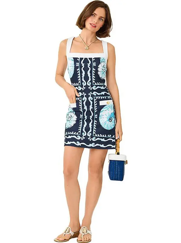 Lilly Pulitzer® Duffy Shift Dress - Low Tide Navy Shell Shine Engineered Knit Shift