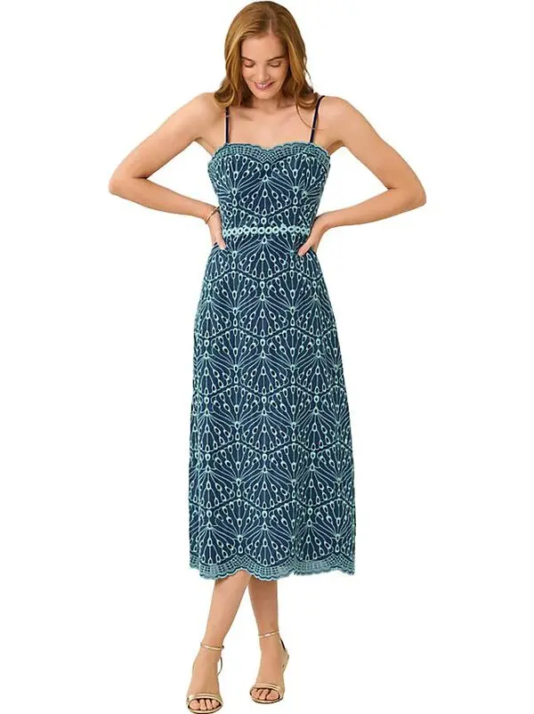 Lilly Pulitzer® Arlin Eyelet Midi Dress - Starlight Navy X Capri Blue Queen Scallop Eyelet