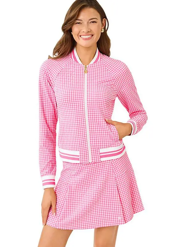 Lilly Pulitzer® Upf 50+ Luxletic Jaydea Jacket - Cherry Blossom Pink Mini Performance Gingham