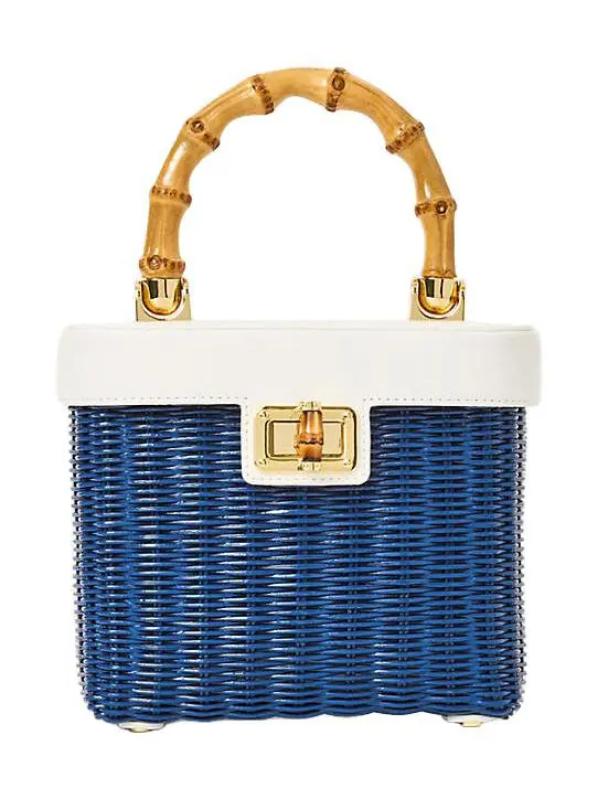 Lilly Pulitzer® Sienna Top Handle Wicker Bag - Starlight Navy