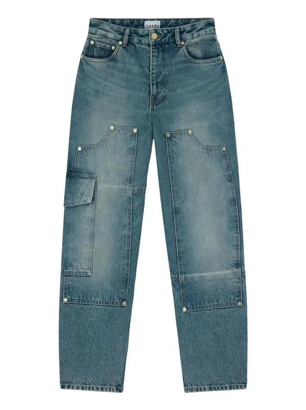 GANNI Cotton Denim Jeans - Blue