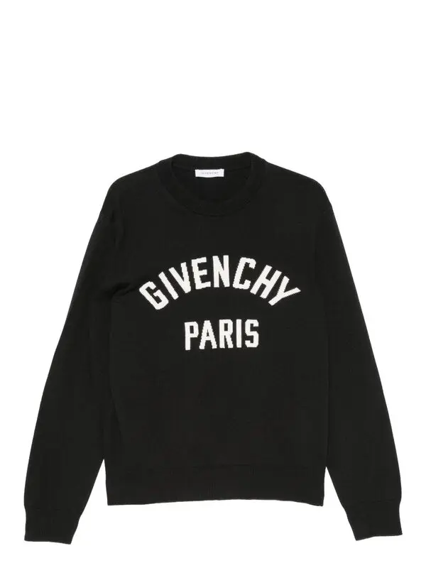 Givenchy Cotton Blend Crewneck Sweater With Logo - Black