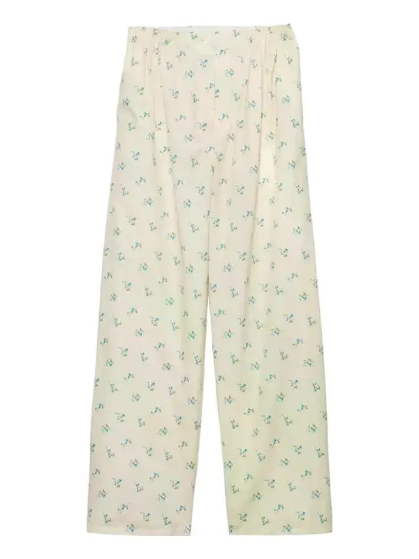 Prada Floral Print Wide Leg Trousers - Neutrals