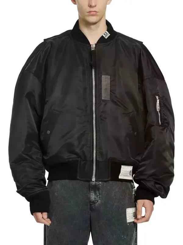 Mihara Yasuhiro Layered Satin Bomber Jacket - Black