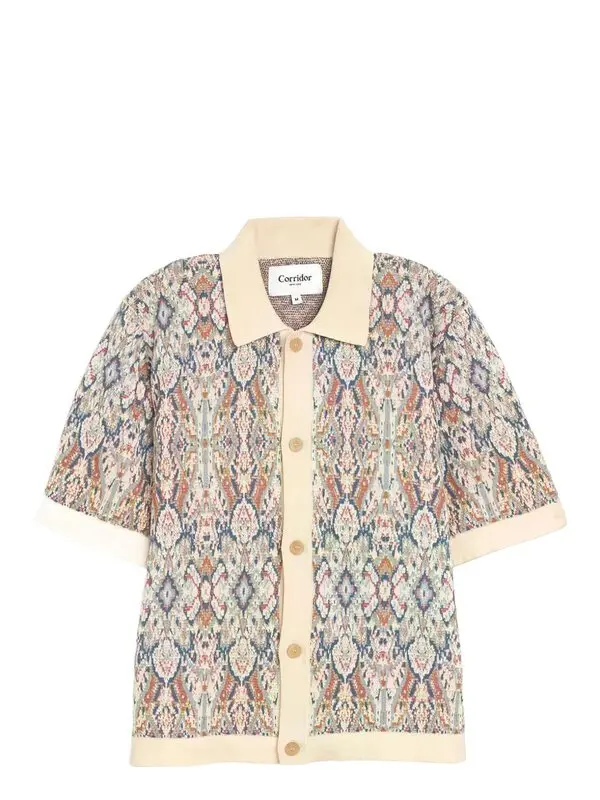 CORRIDOR Trance Jacquard-knit Polo Shirt - Neutrals