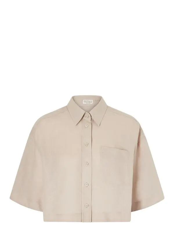 Brunello Cucinelli Cropped Cotton Shirt - Neutrals