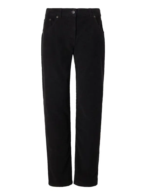 THE ROW Fima Cotton-blend Corduroy Straight-leg Pants - Black