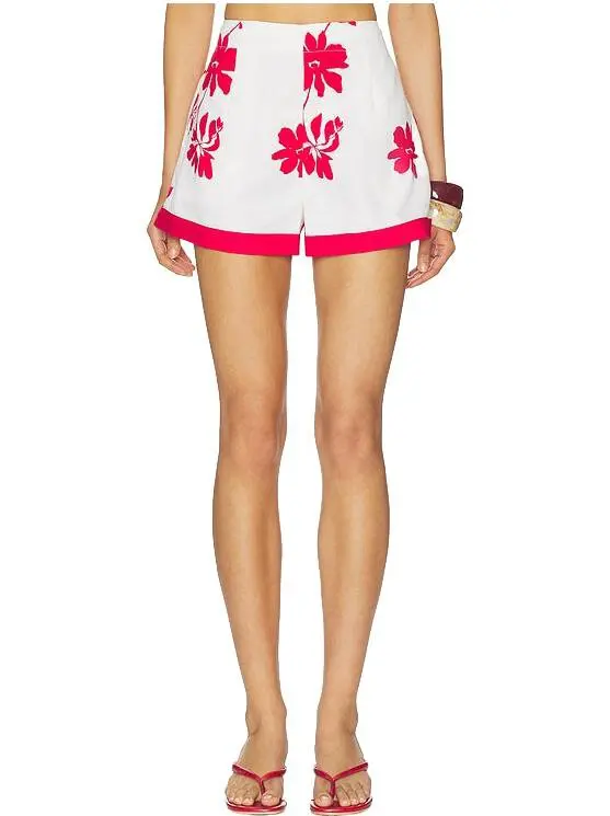 Seafolly May Flower Tailored Shorts - Ecru & Cosmo