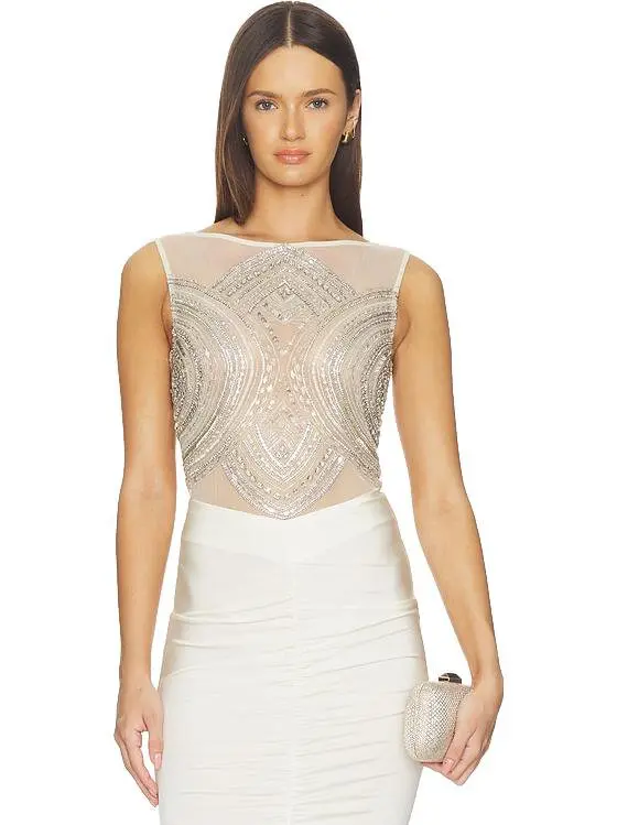 Lapointe X Mosaic Embroidered Bodysuit - Cream