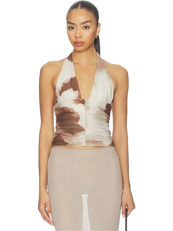MADISON THE LABEL Halterneck Top - Smoke