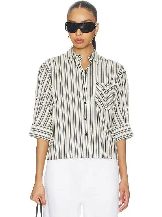 Rag & Bone Lucia Stripe Poplin Shirt - Charcoal Stripe