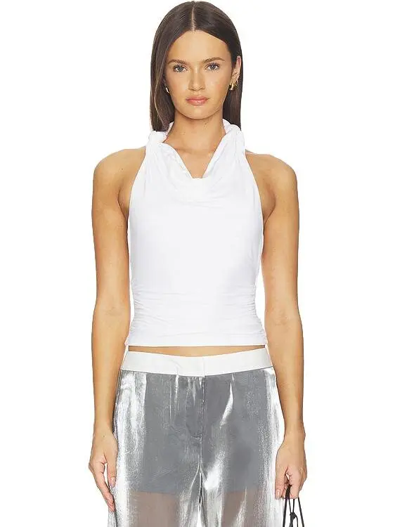 MADISON THE LABEL Halterneck Draped Top - White