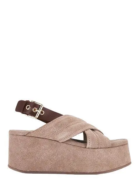 Free People Beach Party Platform Sandal - Fawn Suede
