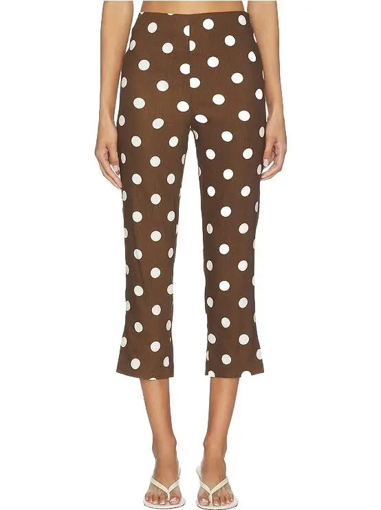 Majorelle Cosette Capri Polka Dot Trousers - Brown & White Polka Dot