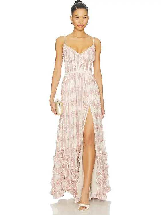 V. CHAPMAN Carmen Maxi Dress - Strawberry Victorian Stripe