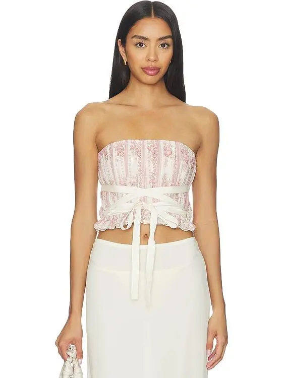 V. CHAPMAN Sadie Strapless Top - Strawberry Victorian Stripe