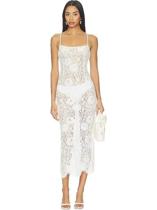 V. CHAPMAN Hallie Maxi Dress - White Beaded Lace
