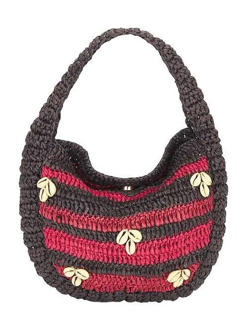 Free People Belize Raffia Shell Clutch - Dark
