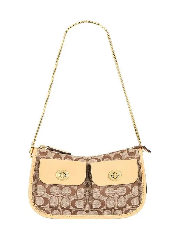 COACH Originals Sateen Signature Jacquard Twin Turnlock Waverly Shoulder Bag - Brown