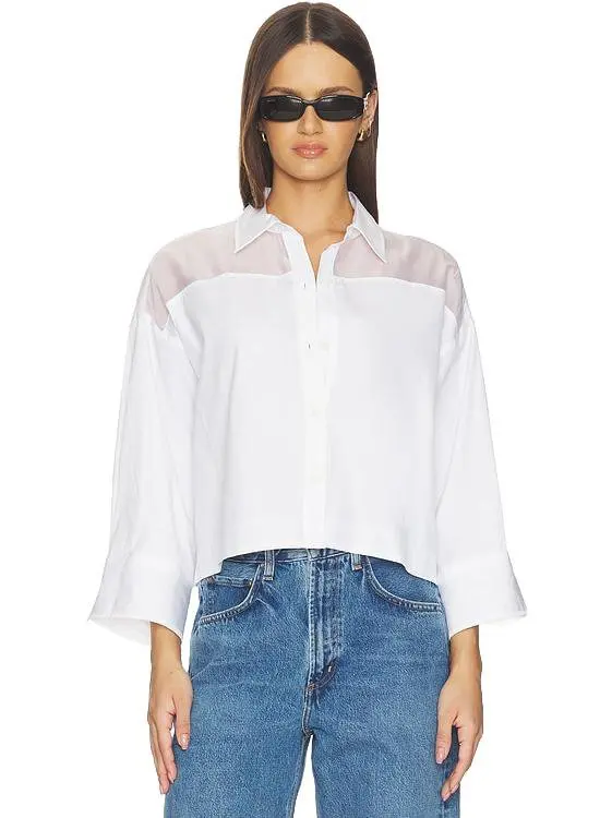 Rag & Bone Elly Short Sleeve Shirt - White