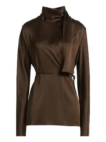 SEMICOUTURE Draped Wrap Top - Brown