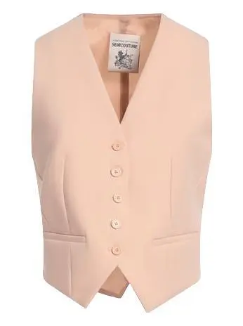 SEMICOUTURE Tailored Vest In Light Polyester And Virgin Wool Blend - Pink