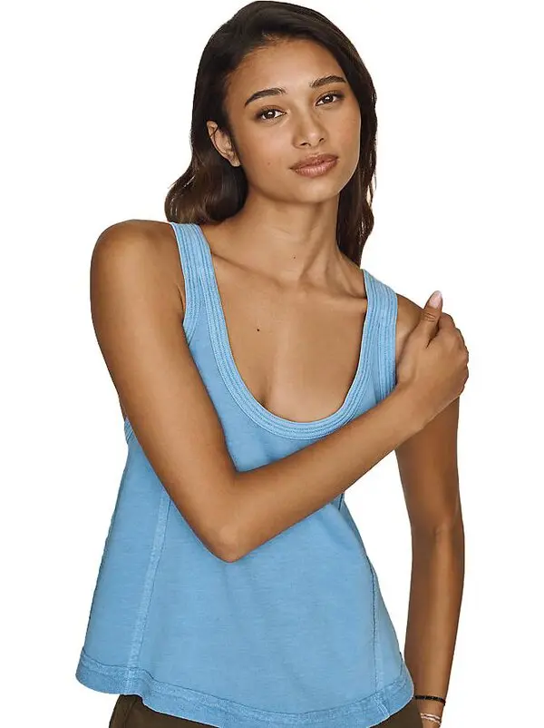 PILCRO Cotton Knit Swing Tank Top - Blue
