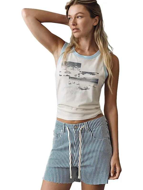 LETLUV Cotton Photograph Graphic Tank Top - White