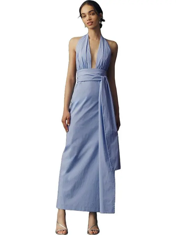 Shona Joy Campbell Halter-neck Maxi Dress - Blue
