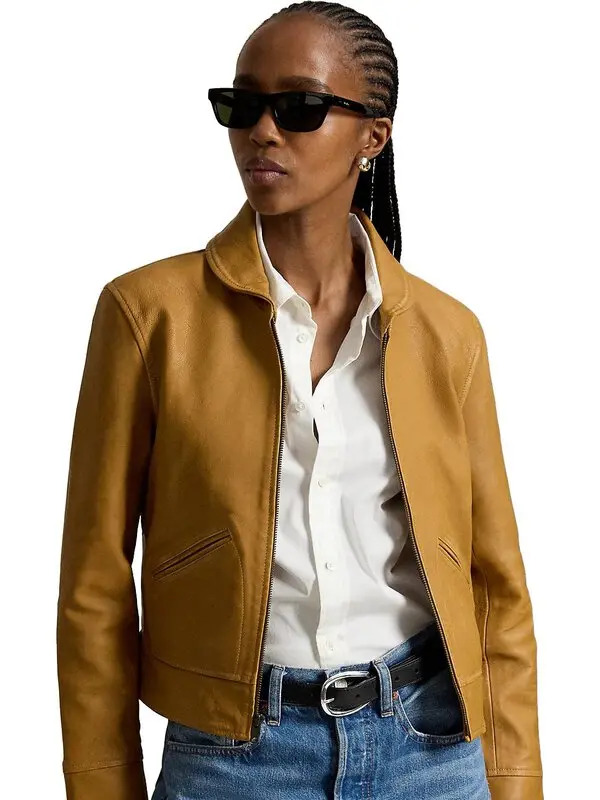 Ralph Lauren Shawl-collar Leather Jacket - Light Tan