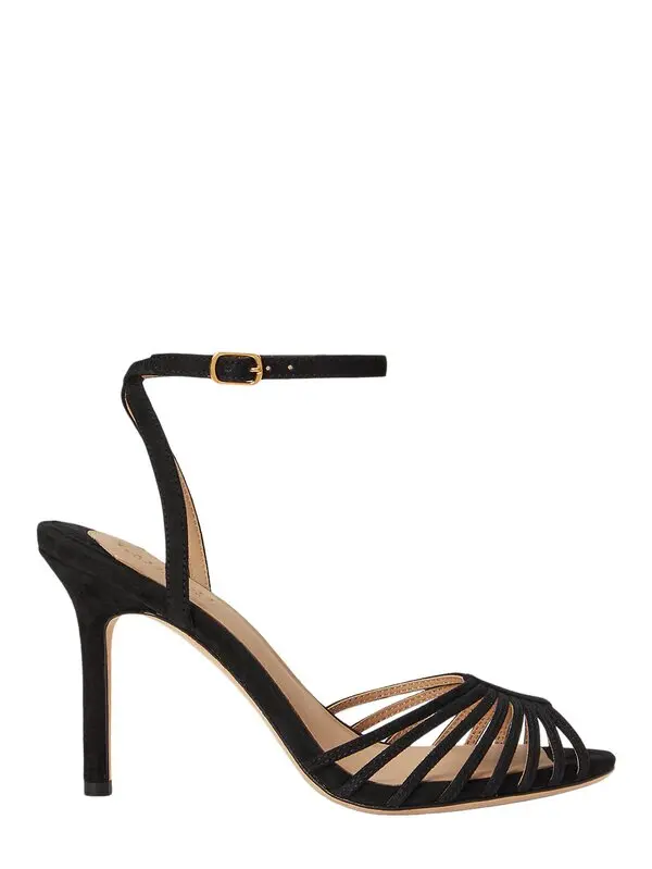 Ralph Lauren Mckayla Suede Strappy Sandal - Black