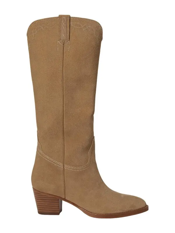 Ralph Lauren Harpher Suede Tall Boots - Camel