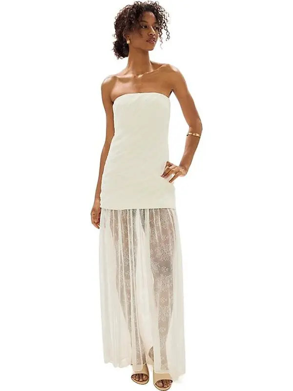 Significant Other Kamryn Strapless Maxi Dress With Lace Skirt - Ivory