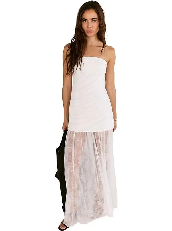 Significant Other Kamryn Maxi Dress With Sculpted Bodice And Lace Skirt - Ivory