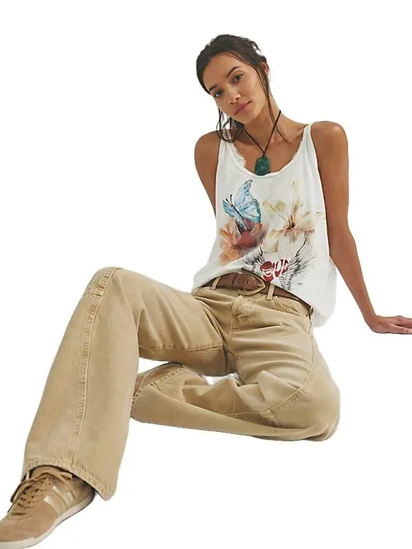 Free People X Juliet Johnstone Shoreside Graphic Tank - Ivory