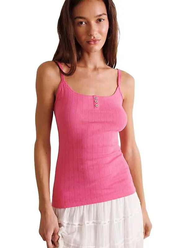 Free People Intimately End Game Pointelle Henley Cami - Camellia