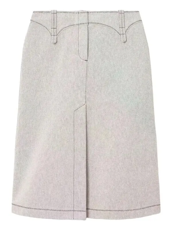Tory Burch Yarn-dyed Japanese Canvas A-line Skirt - Grey