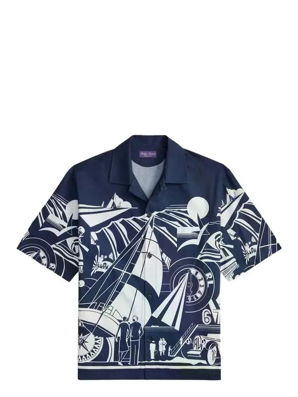 Ralph Lauren Purple Label Print-detail Short-sleeve Shirt - Blue