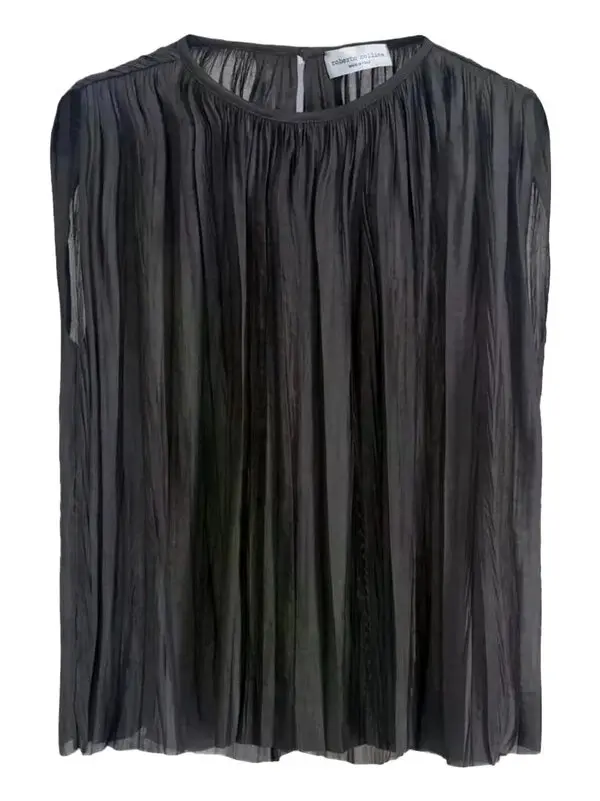 ROBERTO COLLINA Pleated Sleeveless Top - Brown