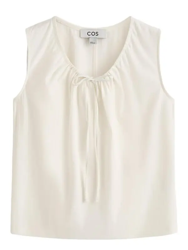 Cos Gathered-neck Jersey Tank Top - White