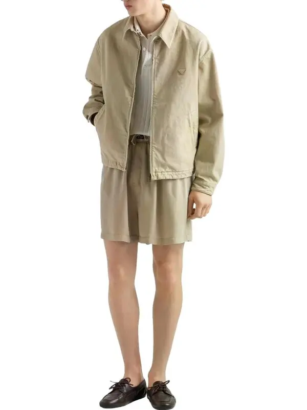 Prada Denim Blouson Jacket - Neutrals