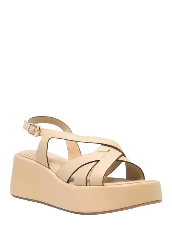 BRUNO PREMI Leather Platform Sandals - Neutrals