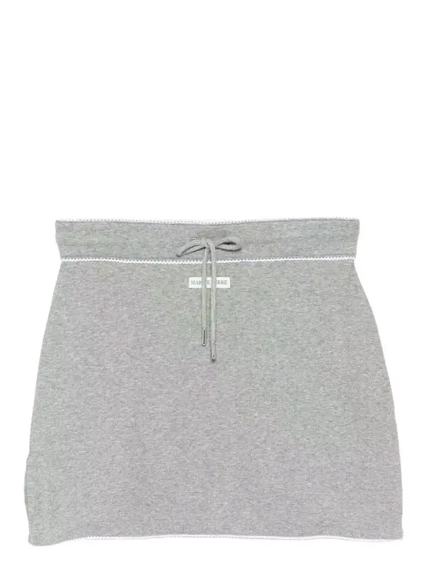 MARINE SERRE Drawstring Waist Jersey Skirt With Logo Patch - Grey