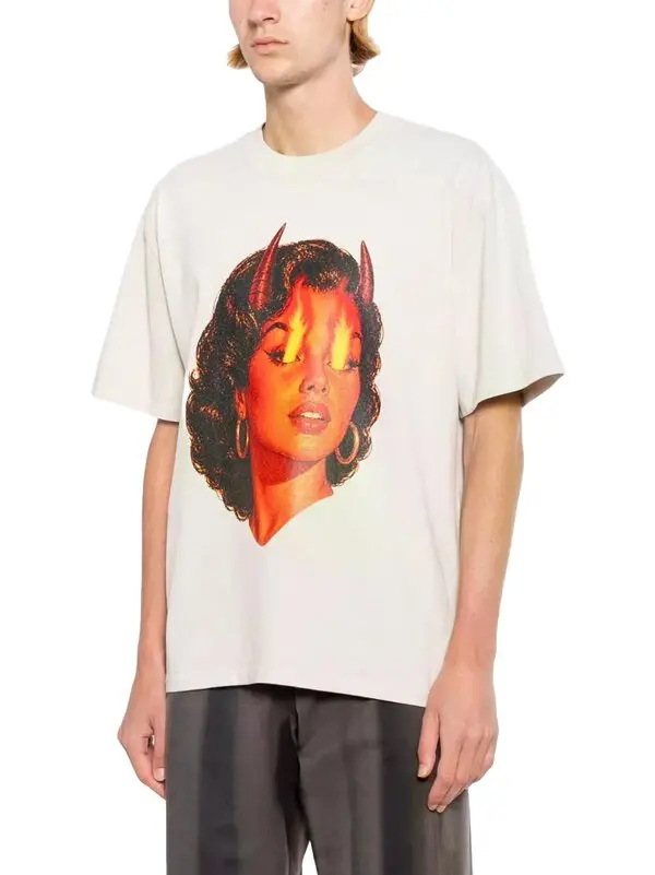 MELT Graphic-print Cotton T-shirt - Neutrals