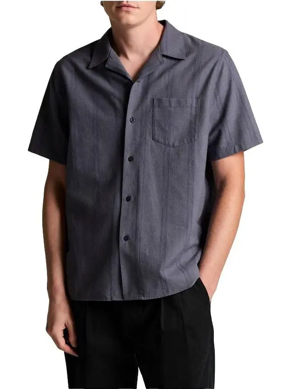 Vince Cove Stripe Cotton-hemp Cabana Shirt - Blue